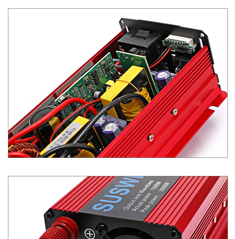 SUSWE 3000W Pure Sine Wave Inverter - 12V & 24V DC/AC Power Inverter ...