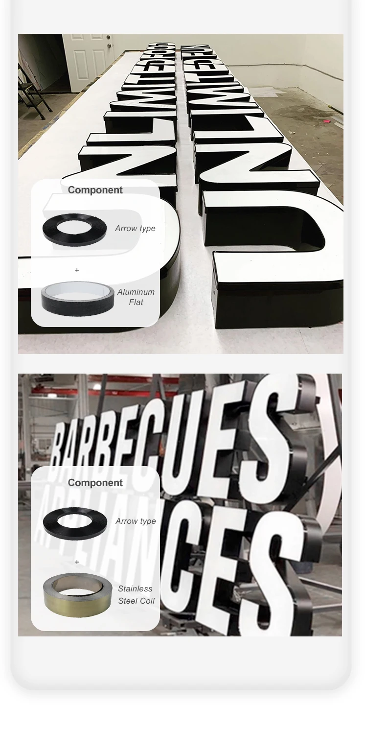 Aluminum Trim Cap for Channel Letter Sign - 1 Inch Arrow Type