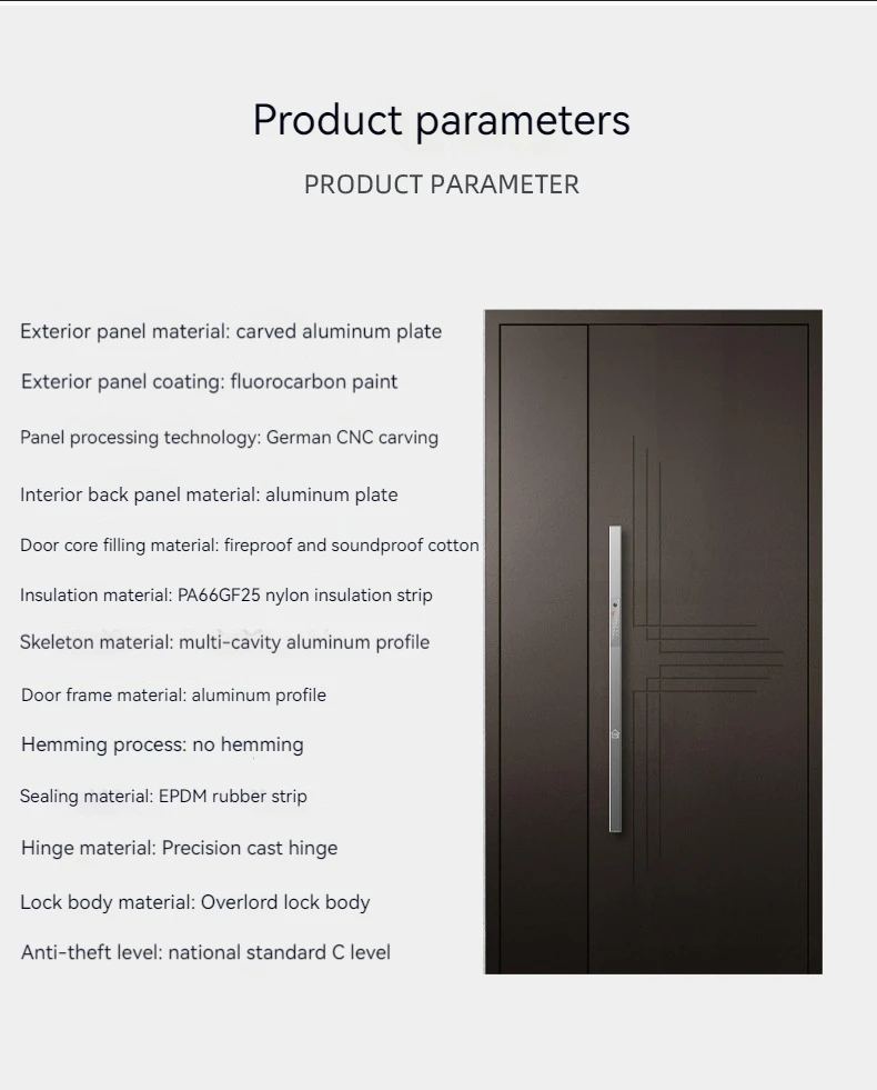 Modern Cast Aluminum Entry Door Security Front Hinged Door Entry ...