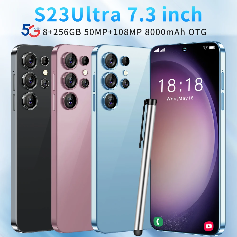 Brand New S23 Ultra 5g Phone 7.3 Inch 8gb+256gb Android 13.0 Smartphone ...