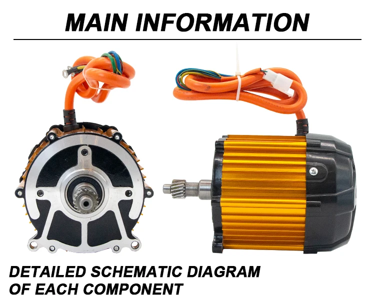 800W-1200W Brushless DC Differential Speed Motor for E-tricycles