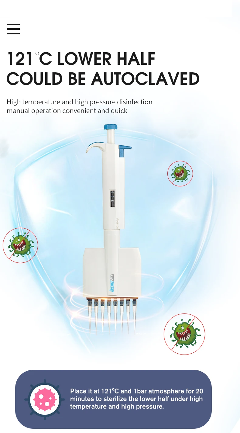 Multichannel Pipette Adjustable Transferpette Full Autoclavable Pipette ...
