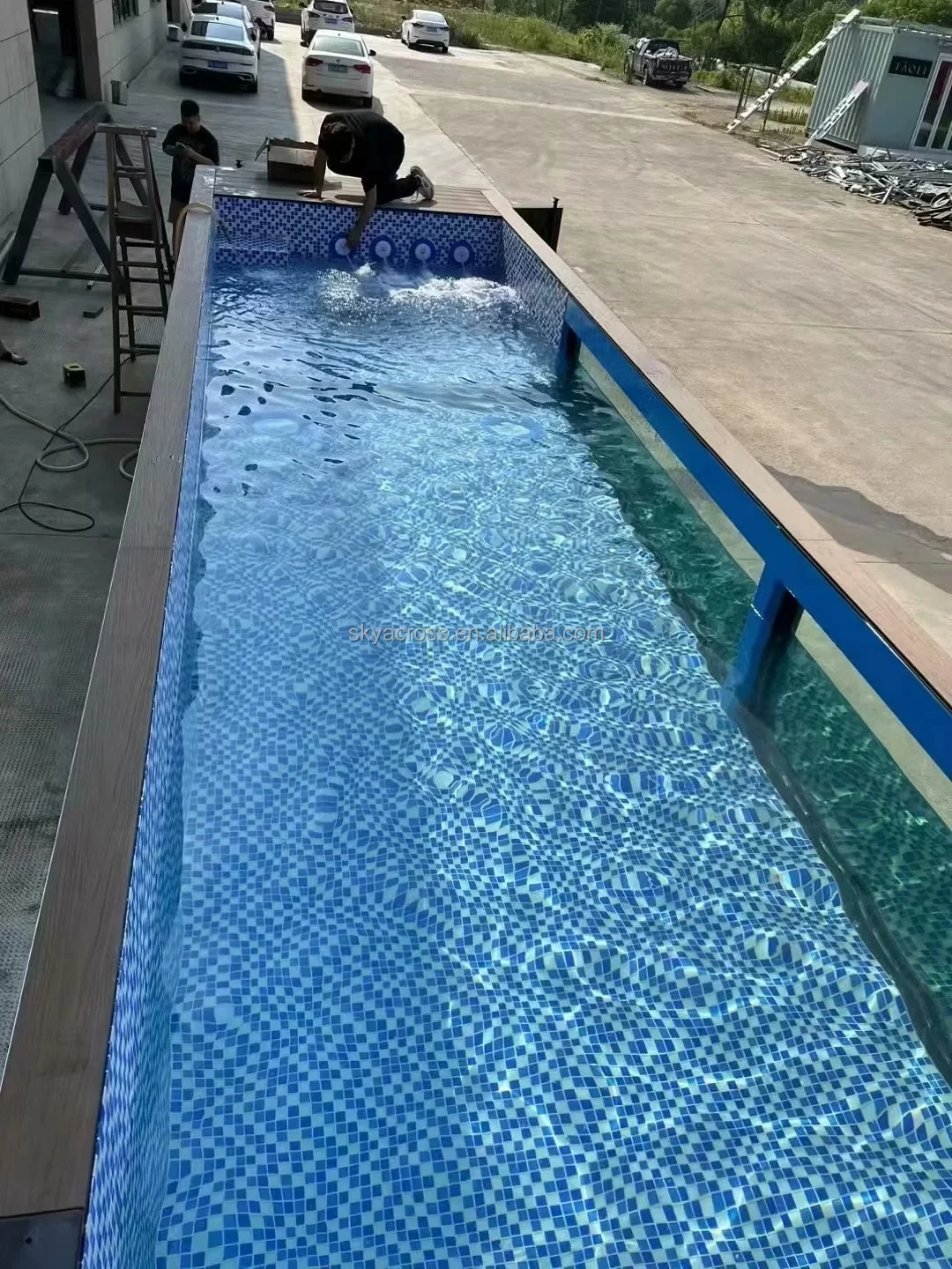 Custom Outdoor Fiberglass Pool - 30ft Shipping Container