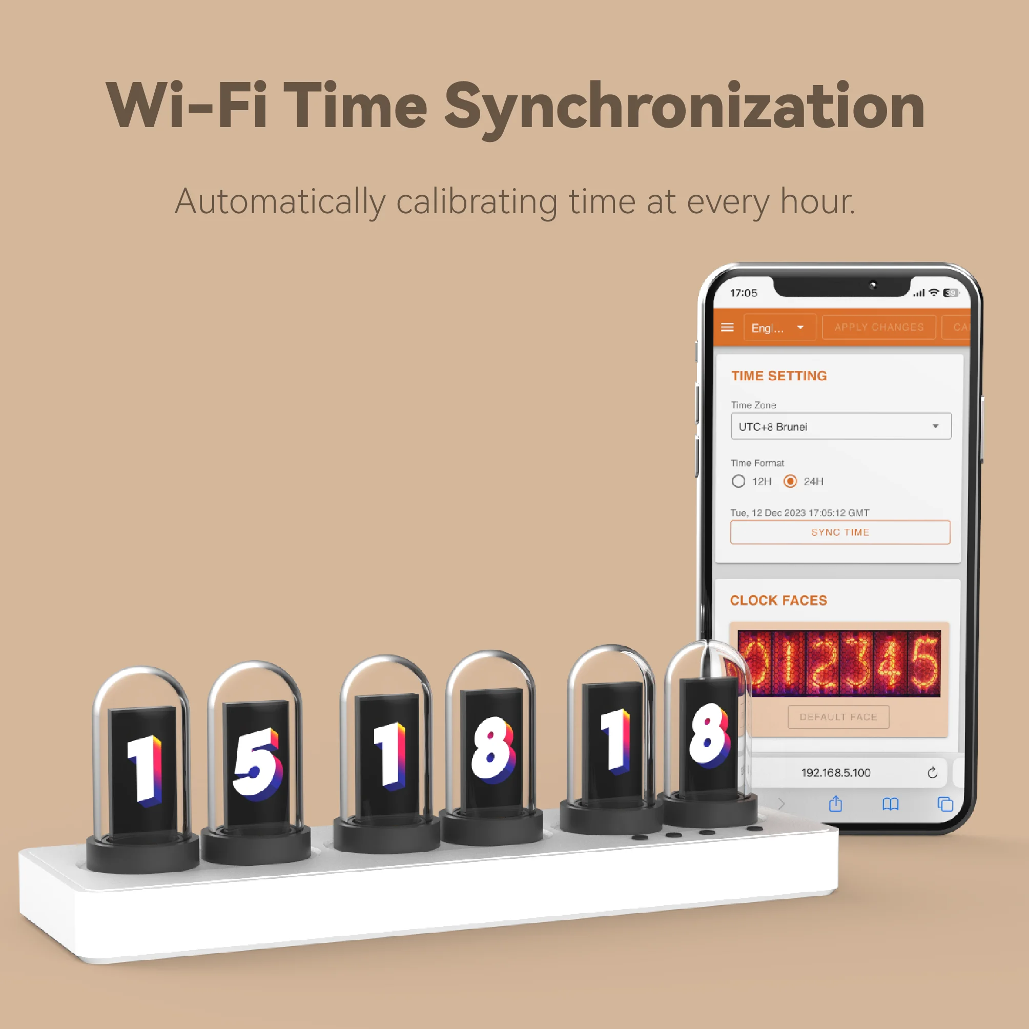 Mini LED Multifunction Nixie Clock Night Light - APP Controlled