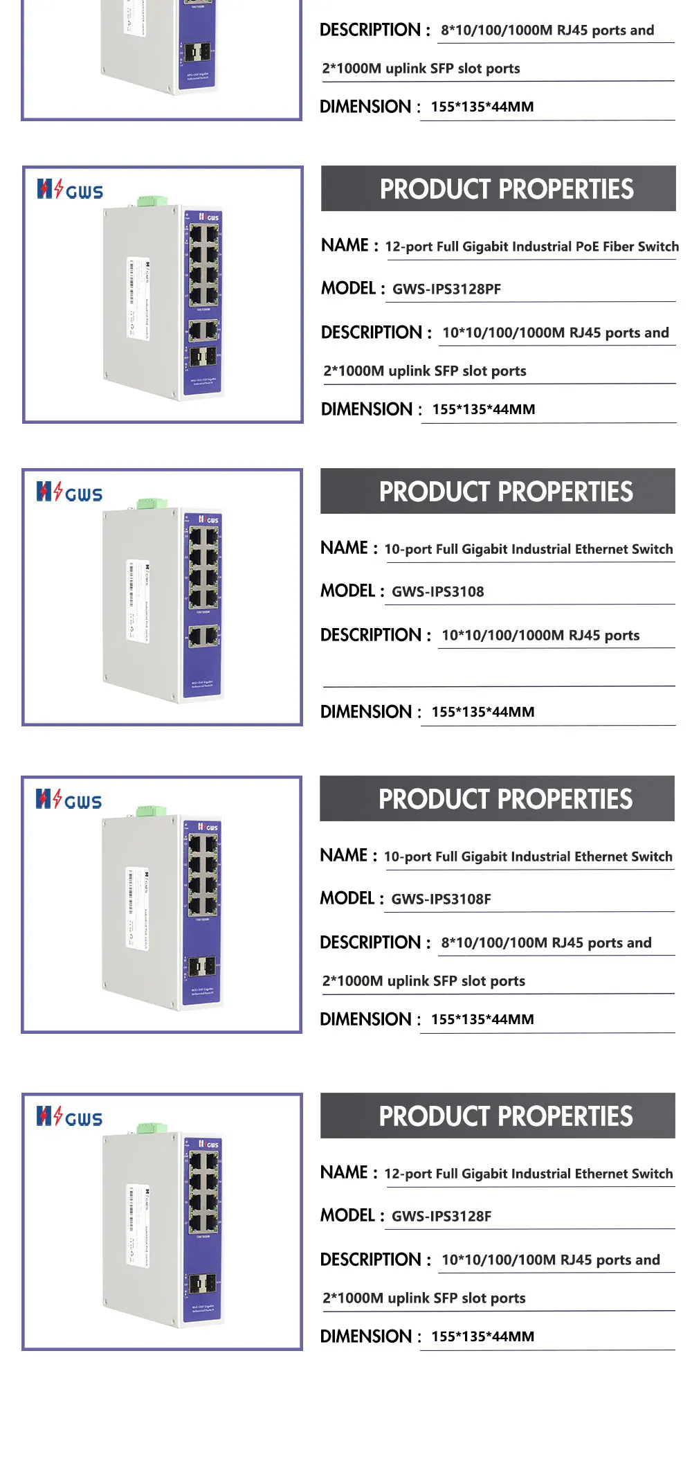 8 Port Industrial Network Switch Unmanaged 10/100/1000m Ethernet Poe ...