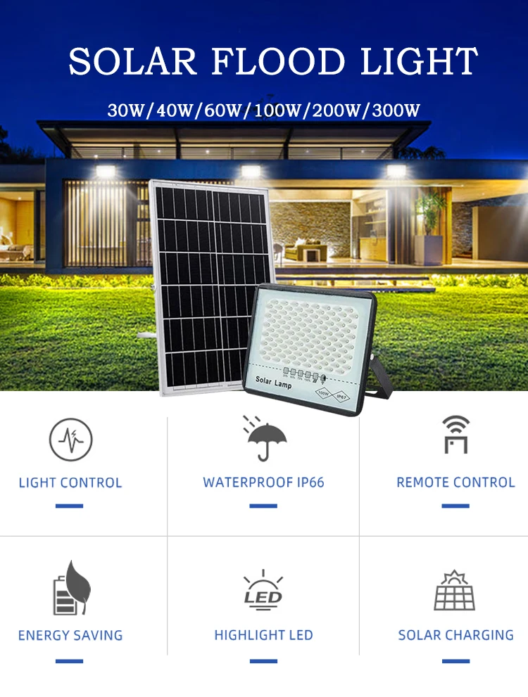 Solar Flood Light Outdoor Waterproof Solar 400w Flood Light 100w 200w ...