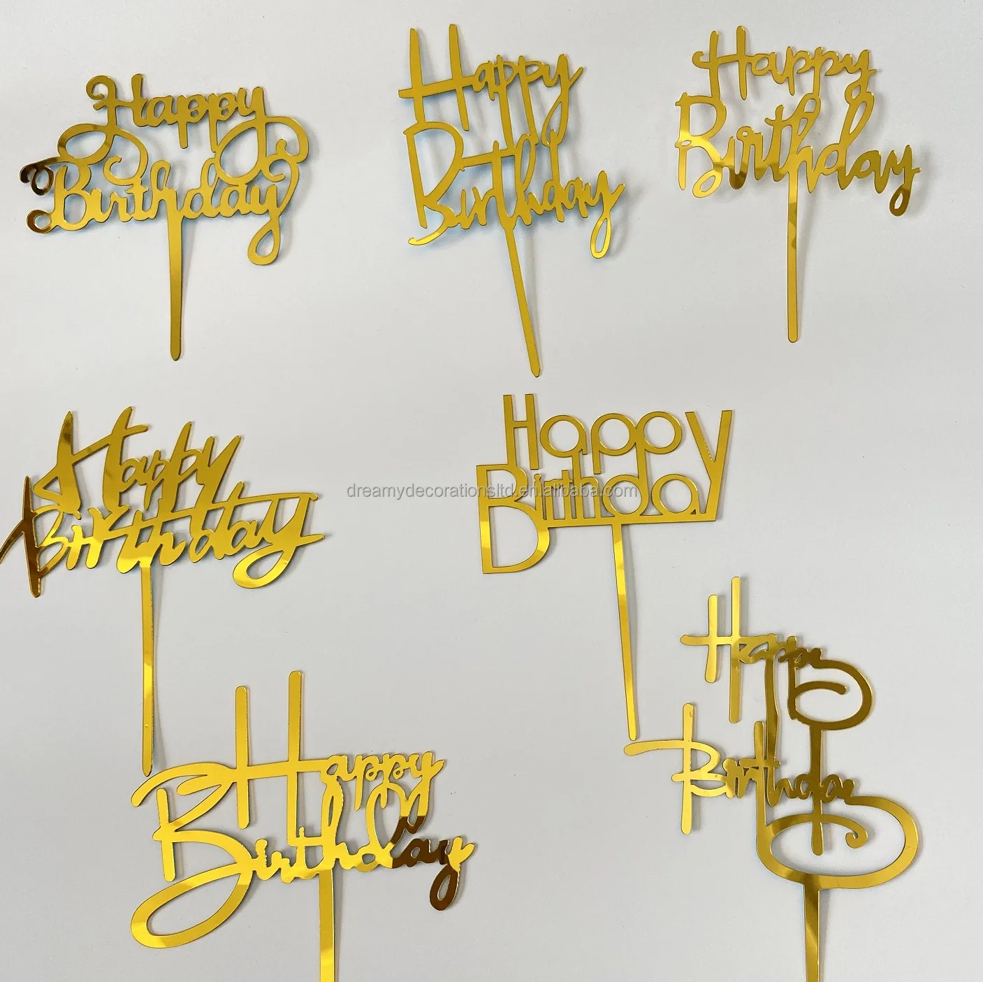 Shop Our Cheap Birthday Cake Decoration Gold Acrylic Topper