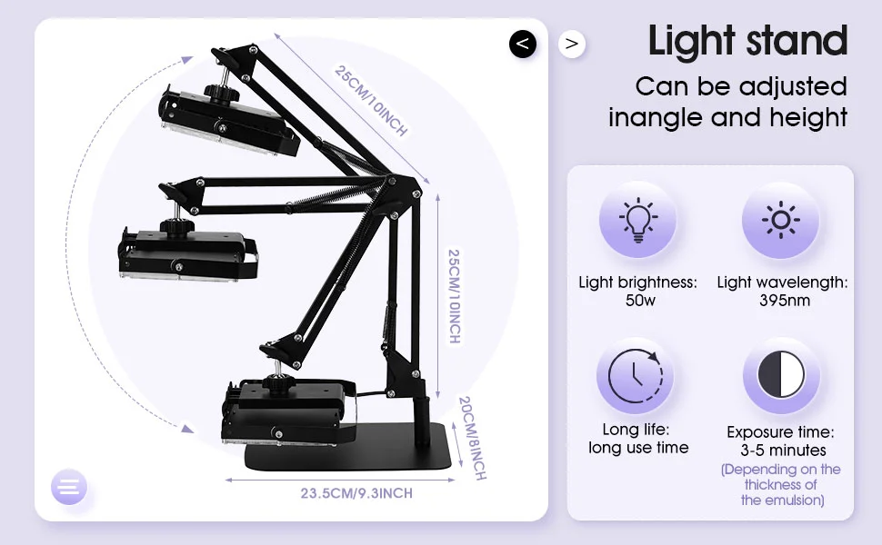 50W LED Exposure Unit for UV Screen Printing - Adjustable Stand