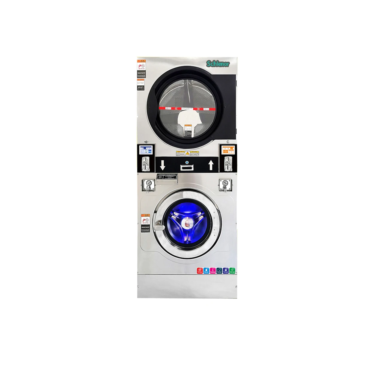 industrial stacked 10kg front-load washers washer and dryer machine set ...