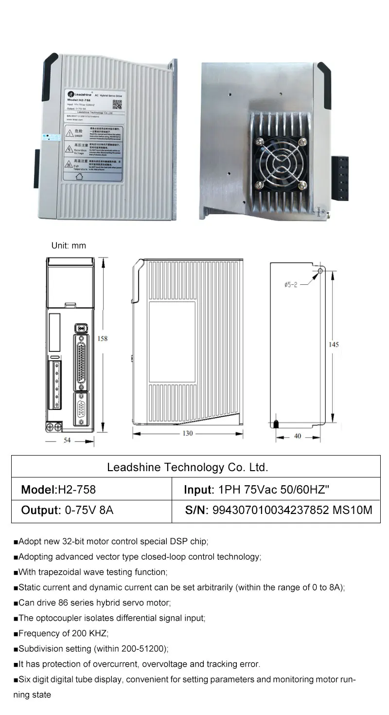 Leadshine H2 758 Closed-Loop Stepper Motor Driver for 86HSM85-BZ-E1/80 ...