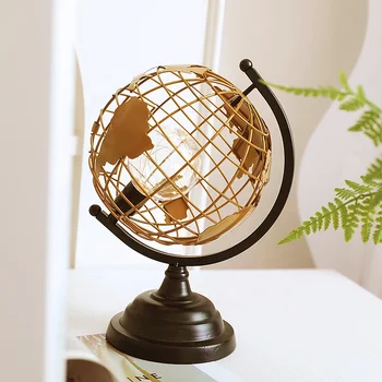 Globe Led Lamp Lighted Desk Illuminated Rotating Night Light Decorative ...