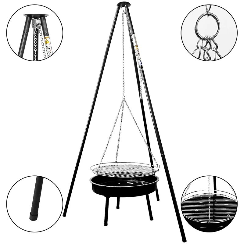 Garden Charcoal Grill Camping Hanging Tripod Fire Pit Bbq Grill ...