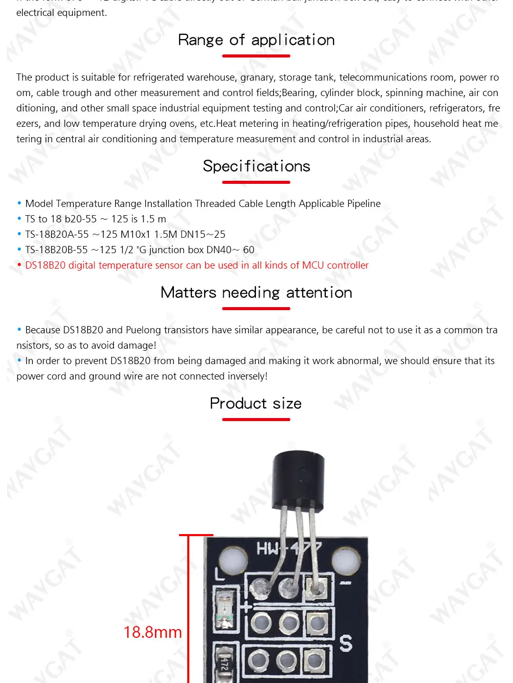 KY-001 DS18B20 temperature sensor module measurement module KY001 DC 3 ...