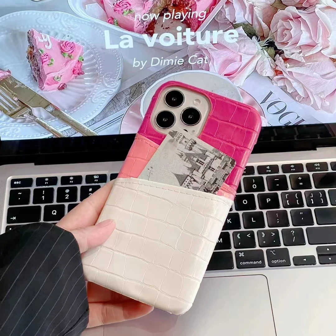 Luxury New Pu Leather Splice Color Designer Phone Cover Apple Mobile ...