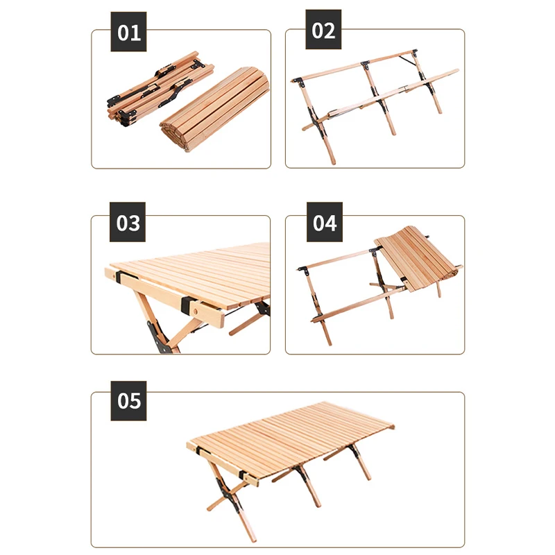 Outdoor Camping Folding Beech Portable Barbecue Picnic Solid Wood ...