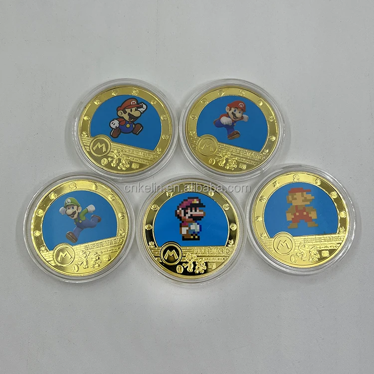 Japan Game Super Mario Bros Coin Mario And Luigi Cute 24k Gold Plating ...