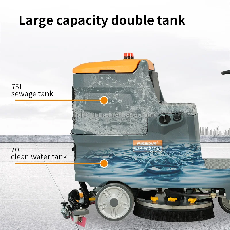 Original Factory Maneuverable 900mm Squeegee Width Auto Scrubber Floor ...