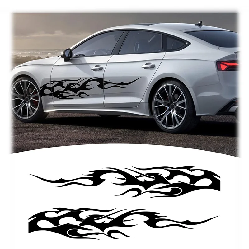 Universal Vinyl Flame Graphics Car Body Side Sticker Flame Sports ...
