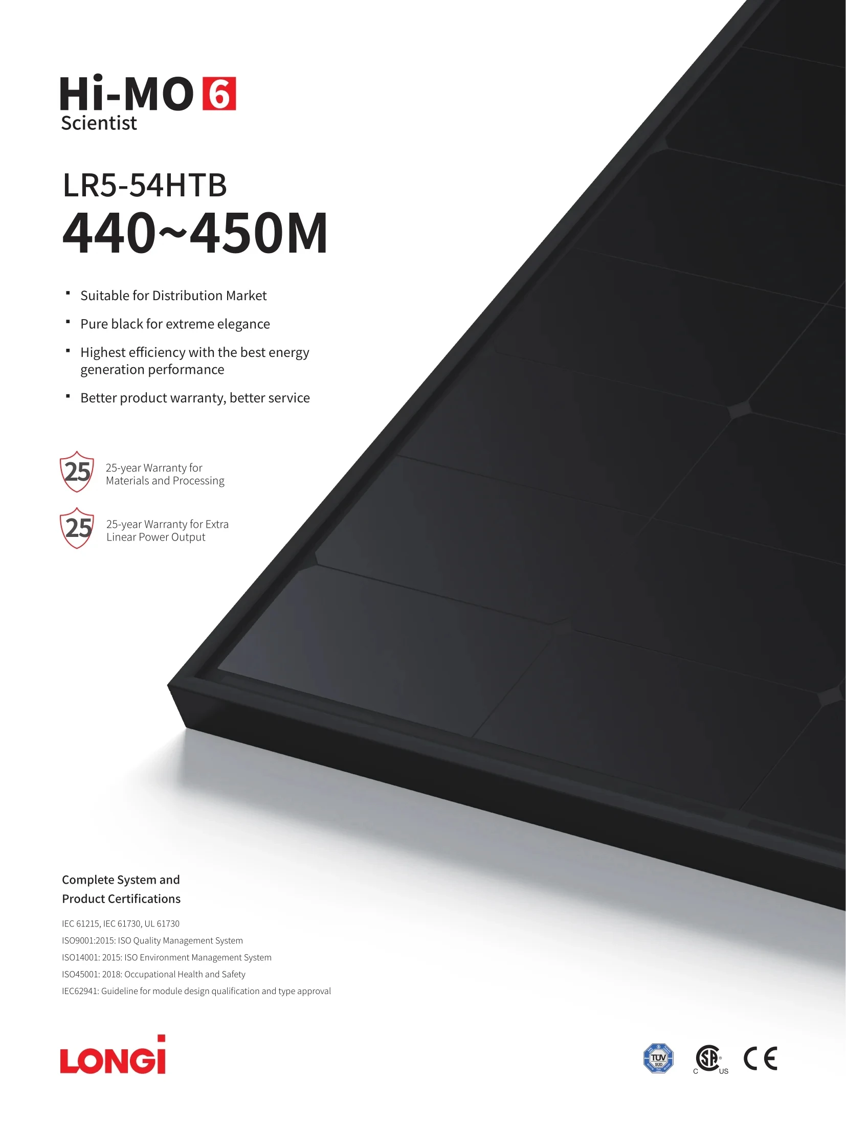 Longi Hi-mo 6 Scientist Lr5-54htb 440-450m Half Cell All Black Solar ...