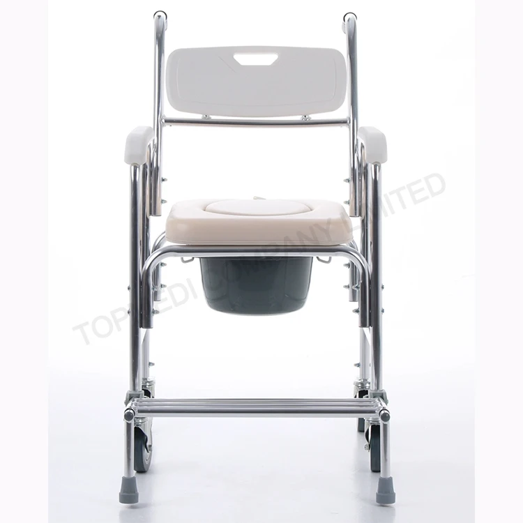 Handicap Accessible Toilet Transport Chair Bedside Commode With Wheel ...