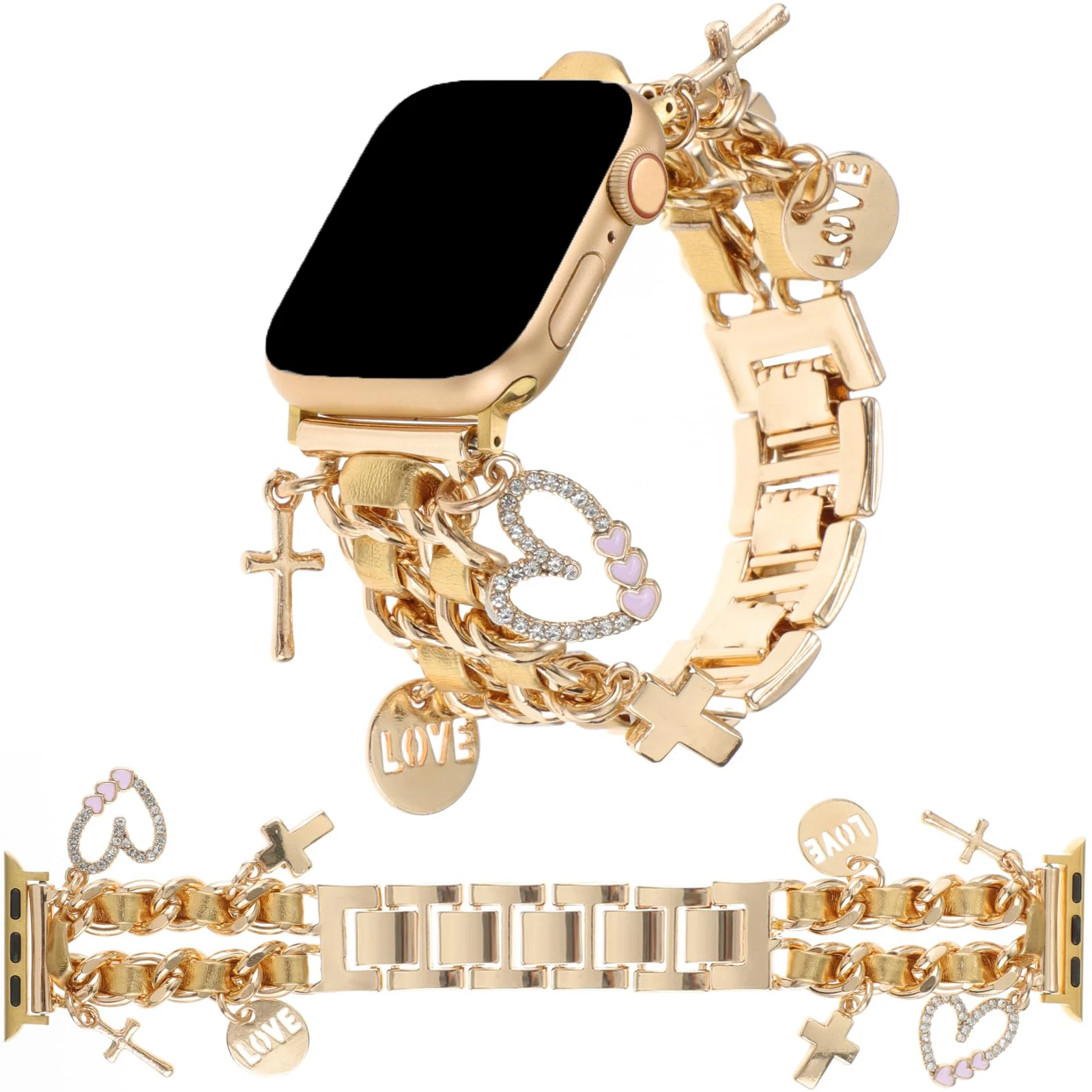 BOUTIDEAL Bohemian Style Double Row Denim Metal Smartwatch Straps with ...