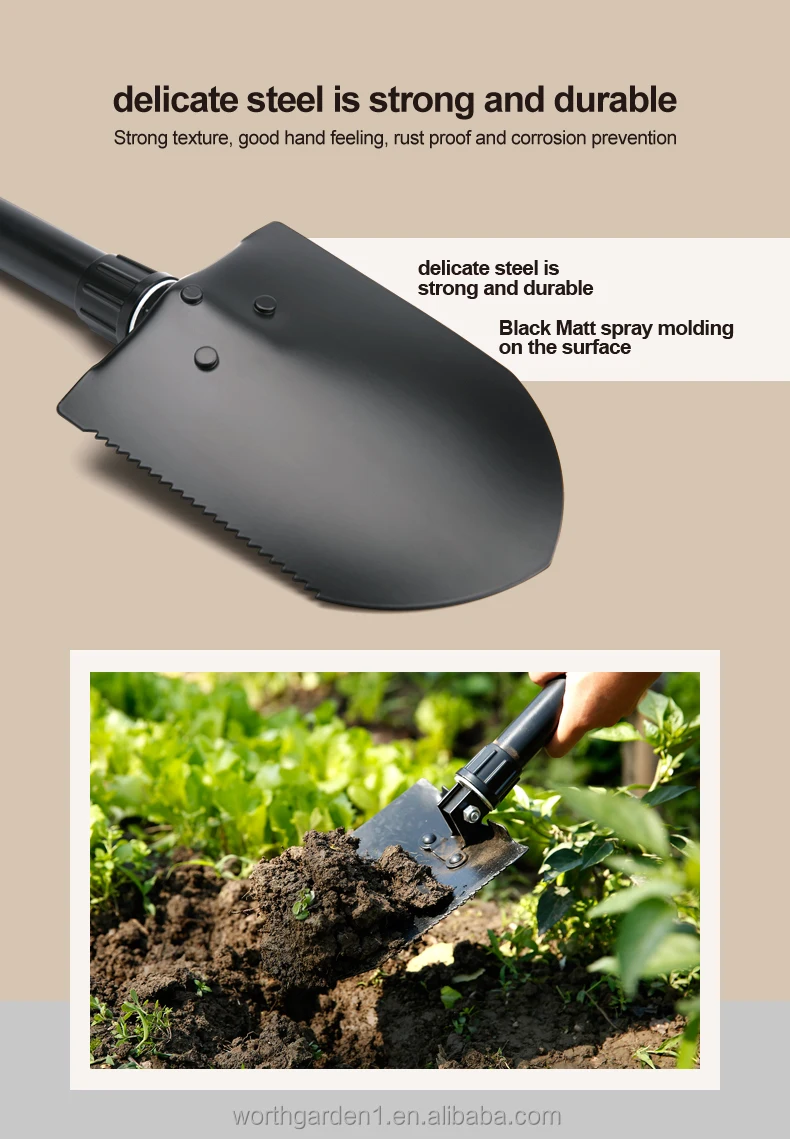 Carbon Steel Foldable Multifunctional Spade Garden Hand Shovel Digging ...