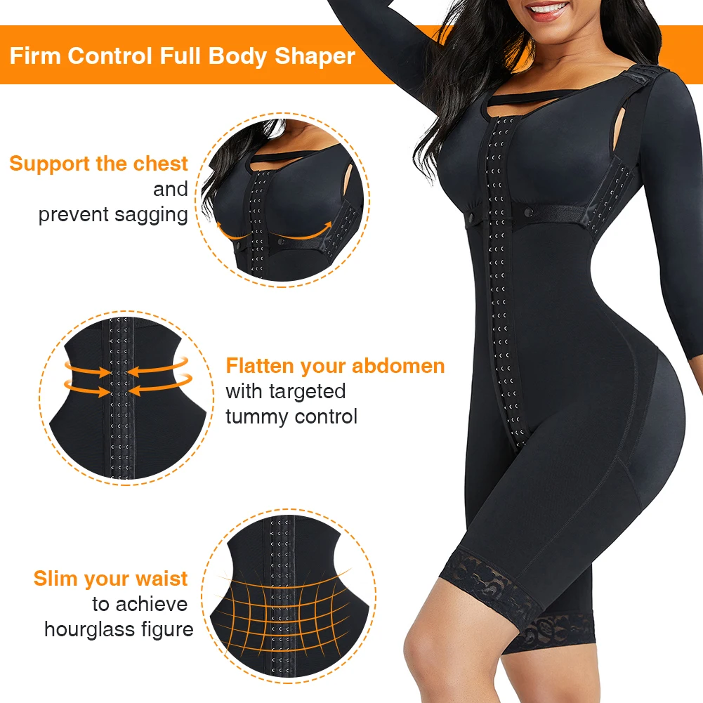 Hexin Dropshipping Shapewear Full High Compression Body Shaper Sleeves ...