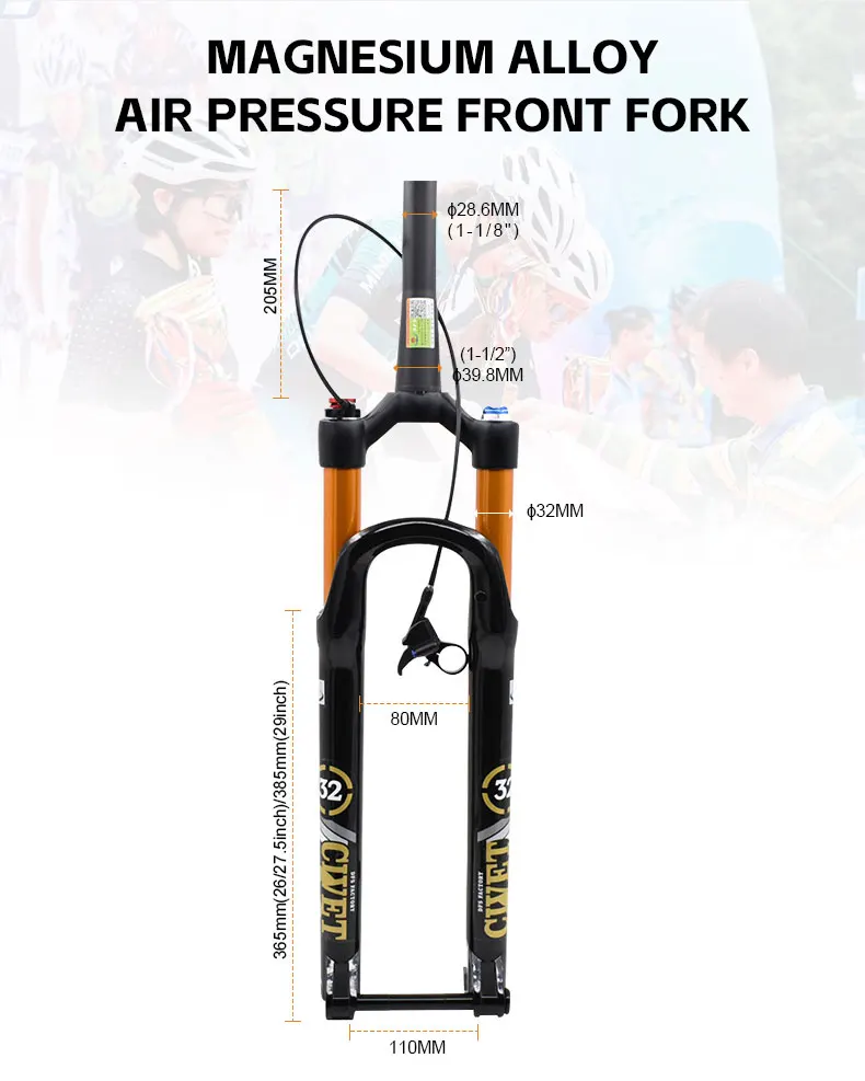 1.6KG Adjust Air Spring MTB Fork - Mountain Bike Suspension