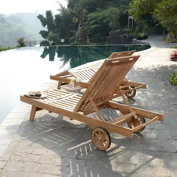 Resort Leisure Hotel Garden Swimming Pool Teak Wood Outdoor Sunbed ...