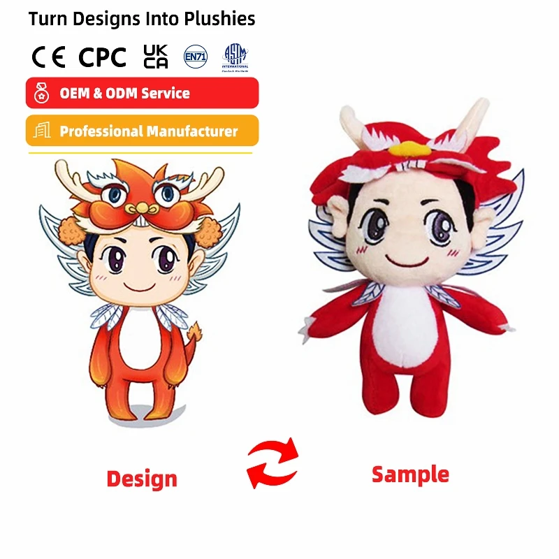 Low MOQ Customized Plush Self-Made Cartoon Character Toys