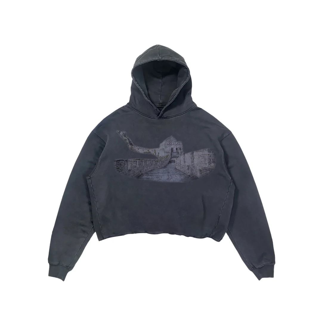 Custom Design Vintage Acid Wash Graphic Print Hoodie Terry Heavyweight ...