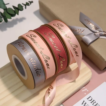 Lude Custom Satin Personalised Ribbon Brand Name Embossed Gold Logo ...