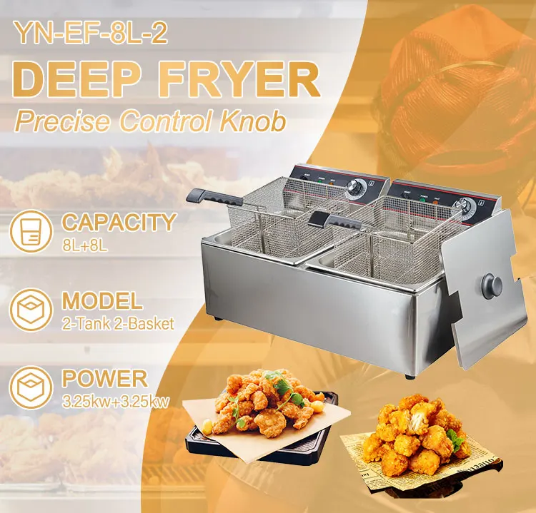Commercial Dual Fries Fryer 2 Tank Deep Frying Machine For Fried ...