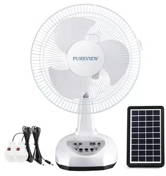 12 Inch AC DC Rechargeable Solar Charging Power Table Fan With Solar ...