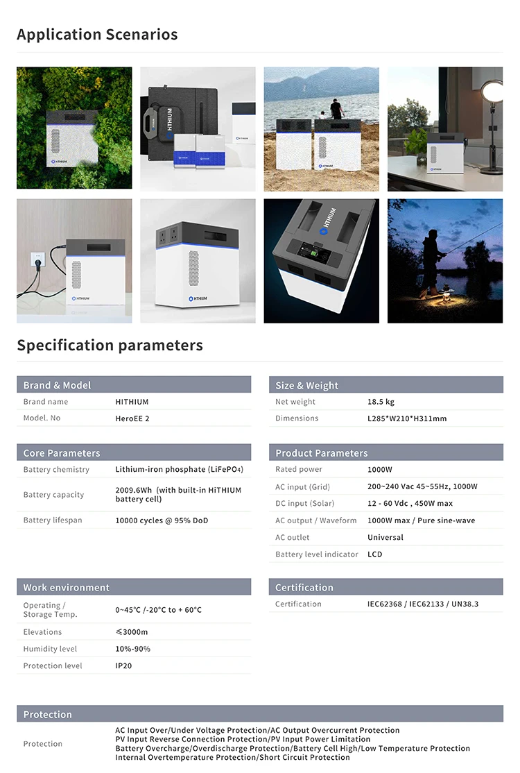 Lifepo4 Portable Power Station Hithium 2kWh 1000W Solar Generator ...