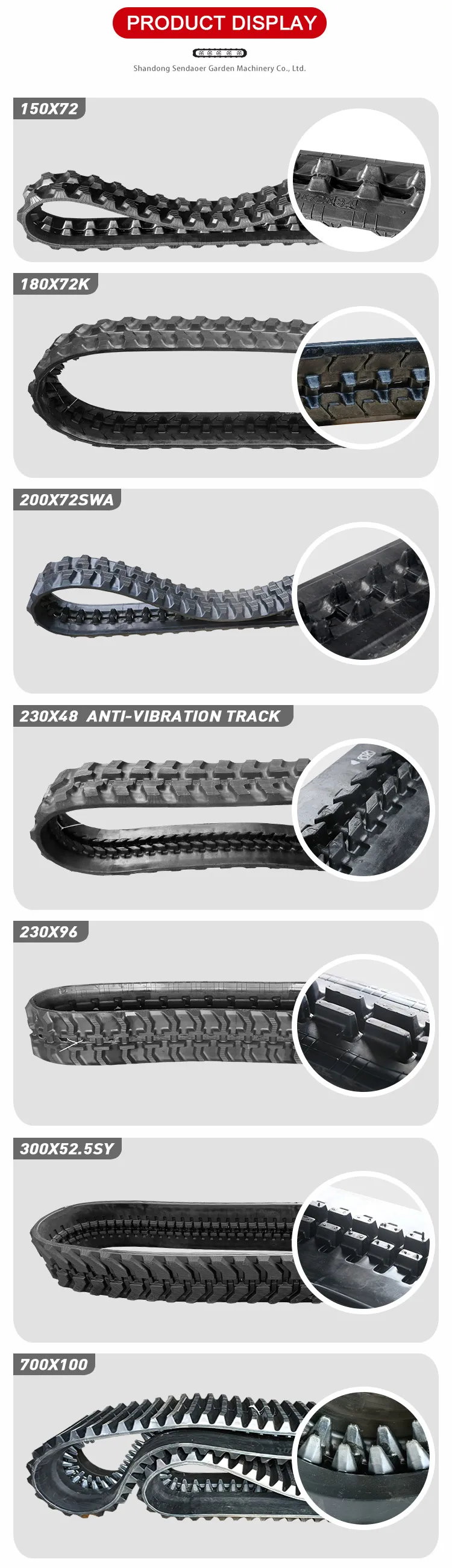 High Quality Rubber Tracks For Mini Excavators For Komatsu Kx36 (230*48 ...