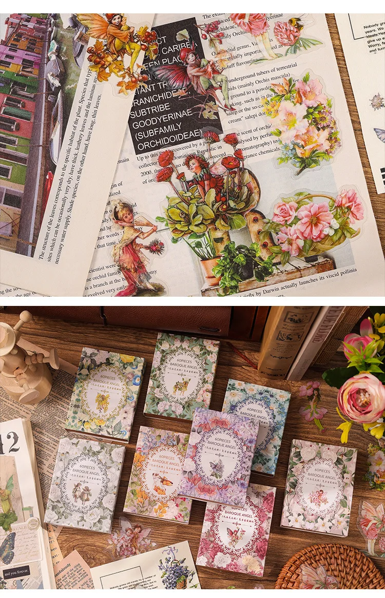 Cute Cartoon Angel Ledger Sticker Creative Retro Pet Ledger Diy ...