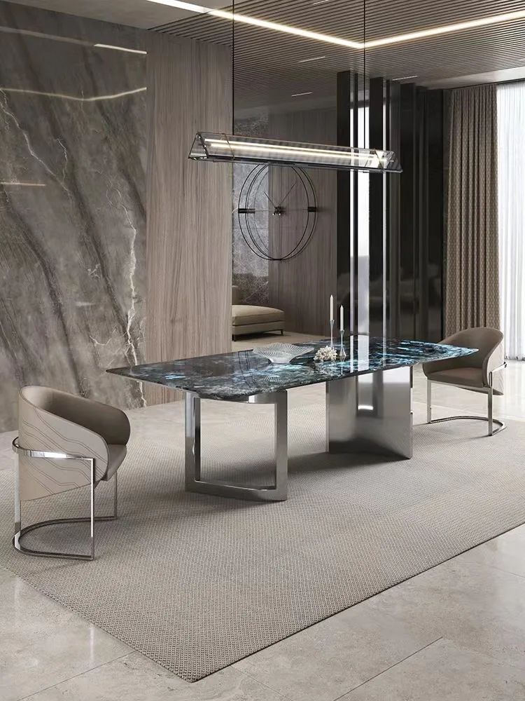 Luxury Natural Granite Dining Room Table Lemurian Labradorite Blue ...