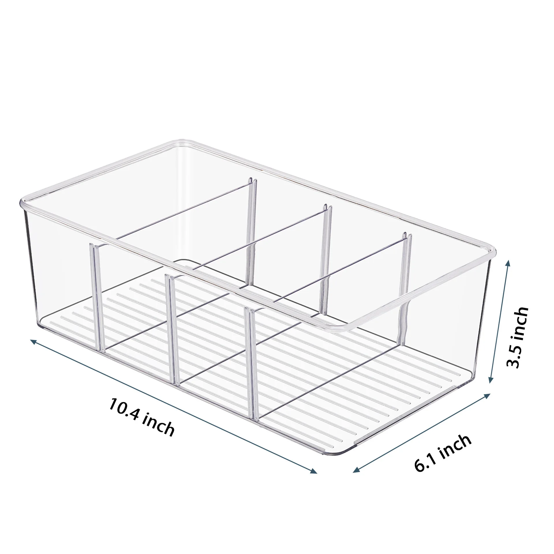 Clear Plastic Divided Kitchen Organizer Bin Container
