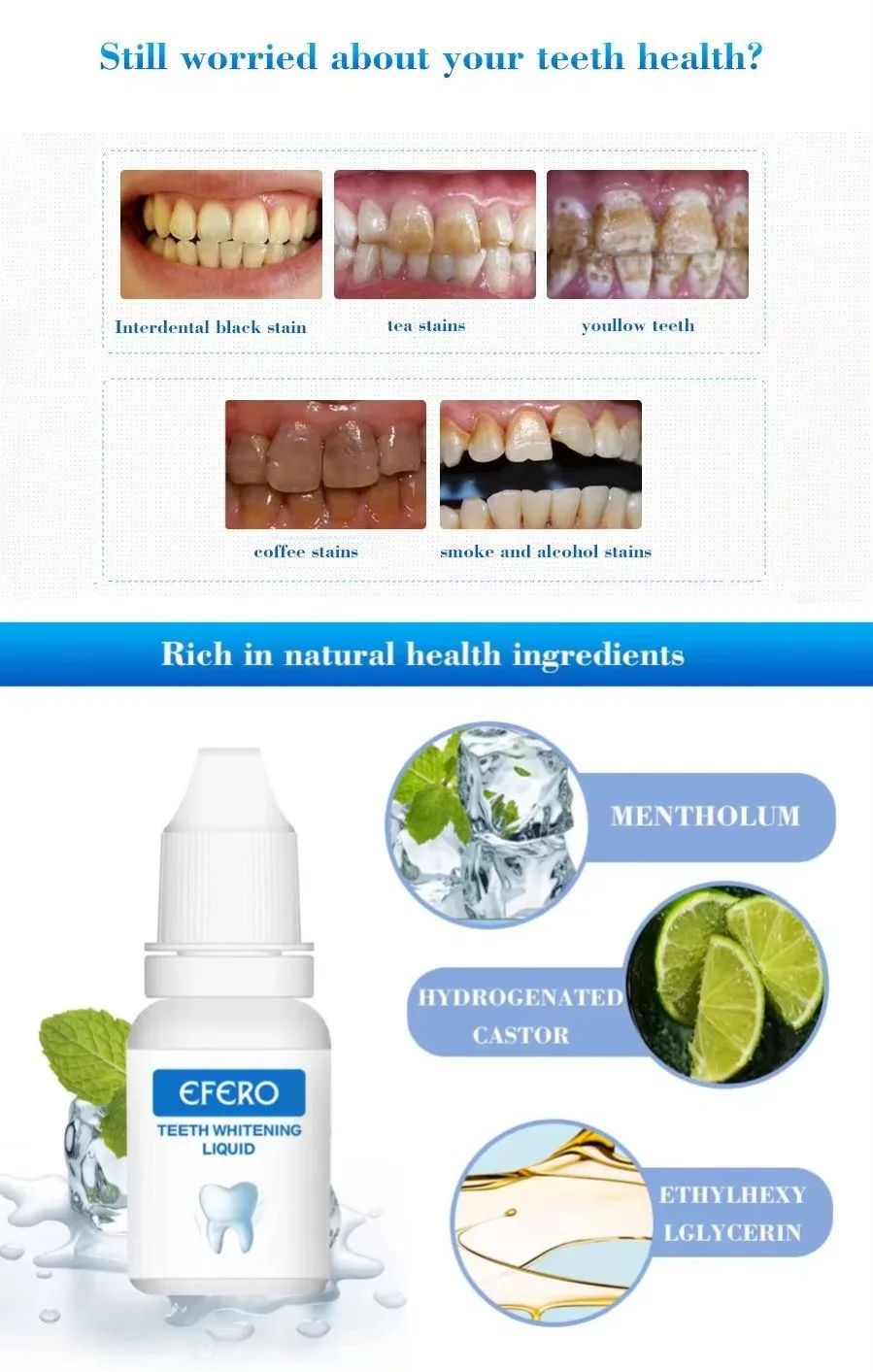 EFERO Teeth Whitening Powder Set: Oral Whitening Essence for Plaque ...