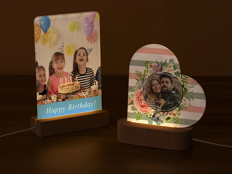 Custom Acrylic Picture Frame with Led Light Base – Sublimation Print ...