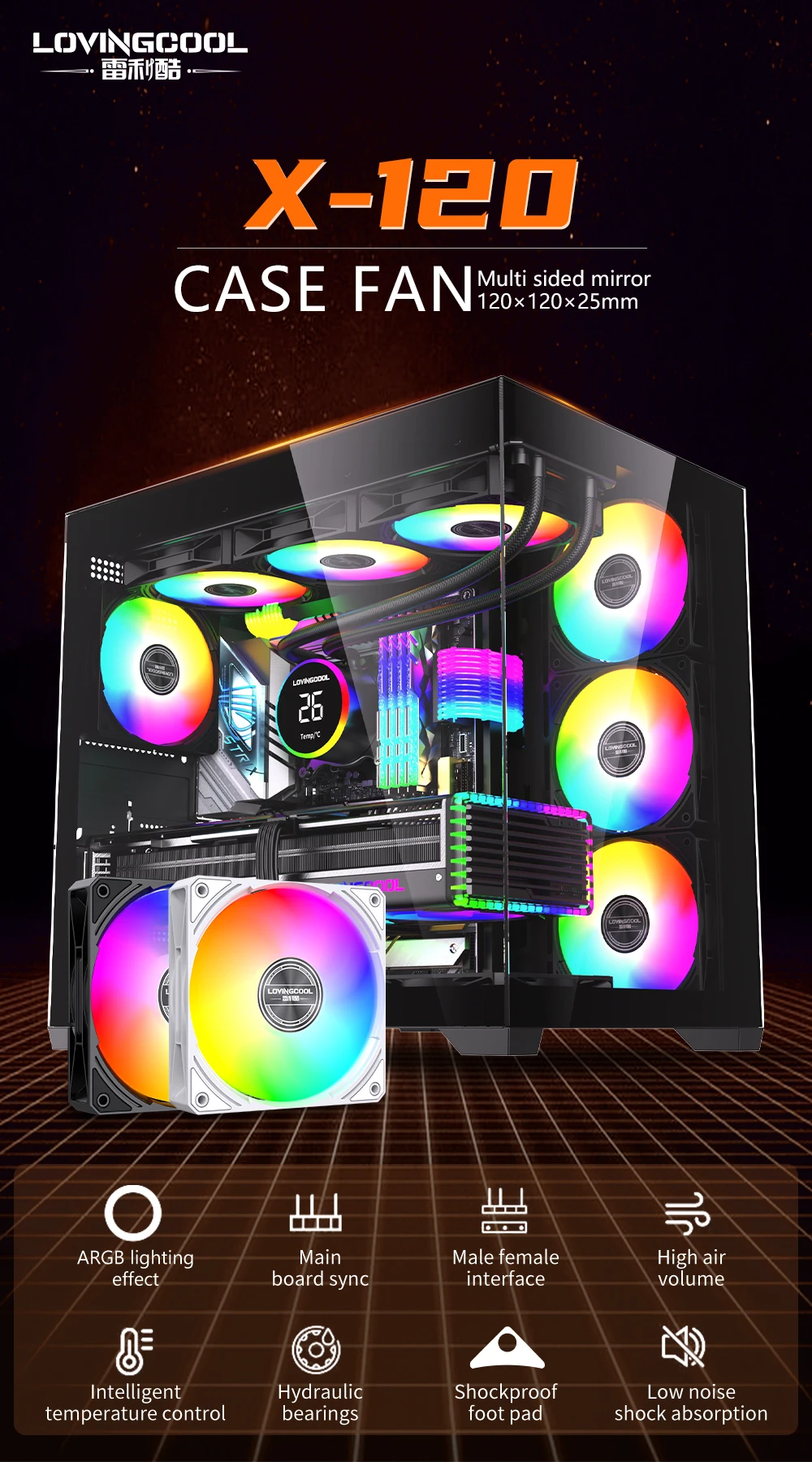 Lovingcool 120mm ARGB LED RGB Cooling Fan Aluminum Copper Computer CPU ...