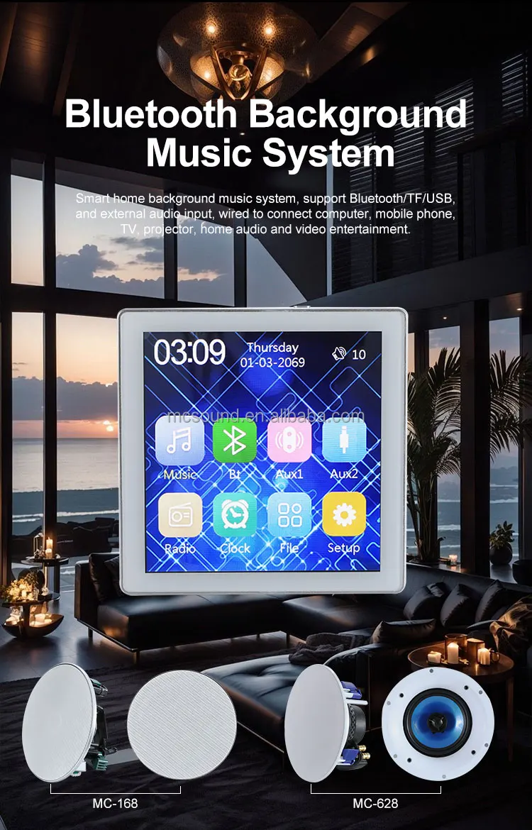 Home Background Music System Host Amplifier 4 Channel Wall Amplifier ...