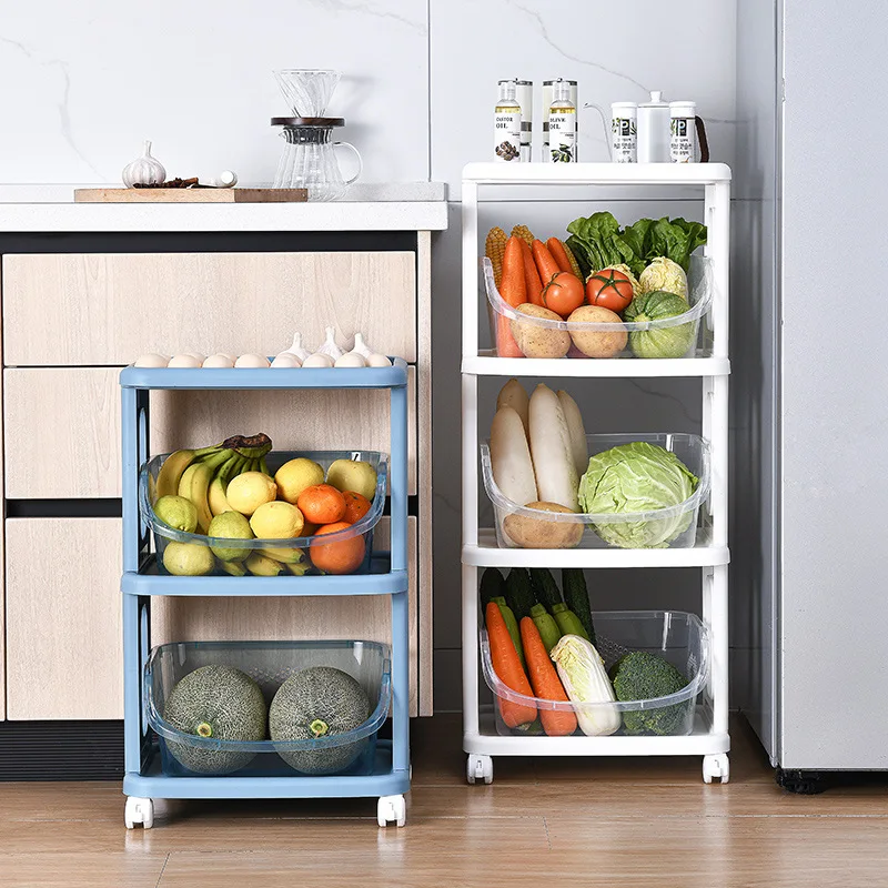 Kitchen Vegetable And Fruit Storage Basket Storage Shelf Plastic ...