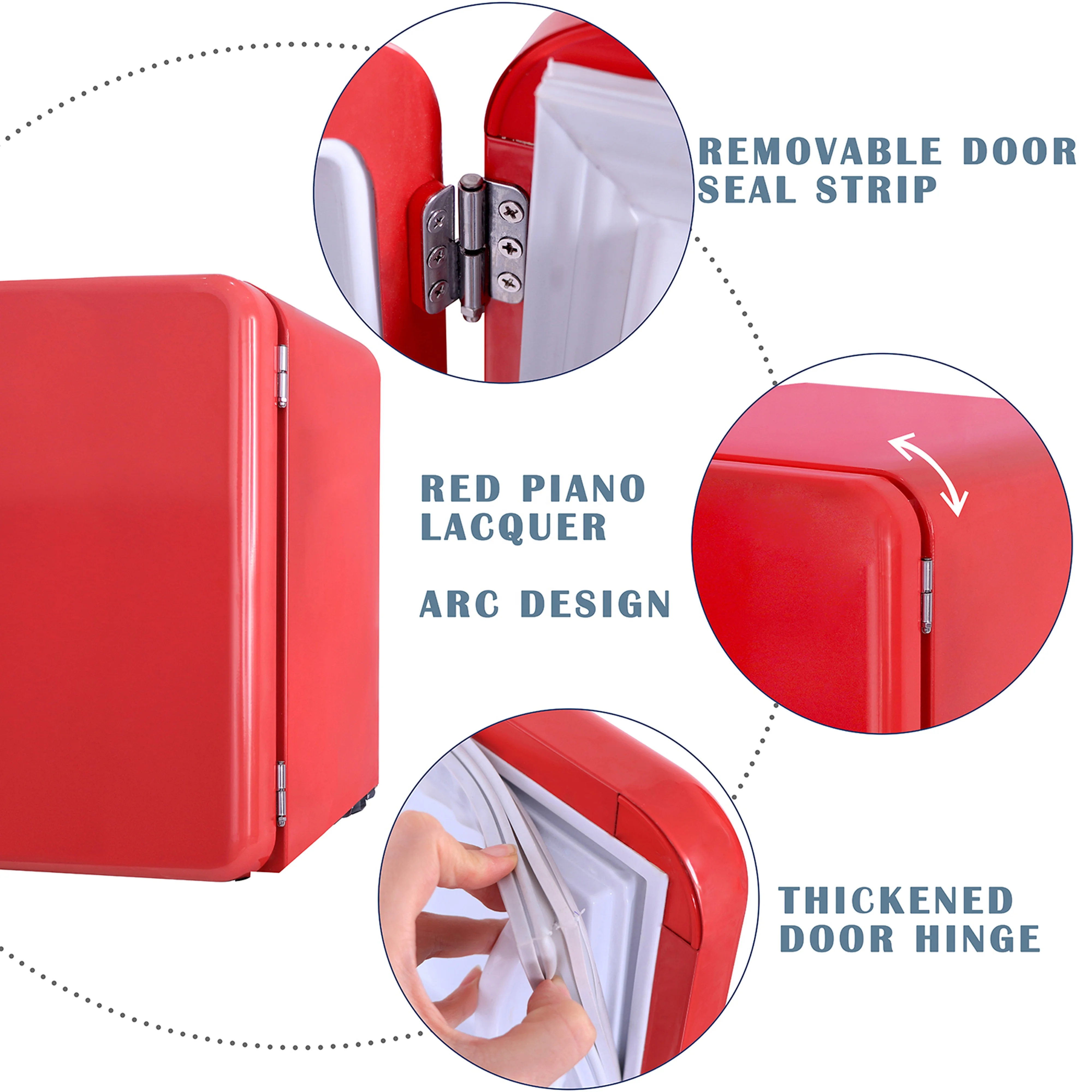 Portable Retro 50L Mini Bar Fridge in Red for Hotels and Bars - Compact ...