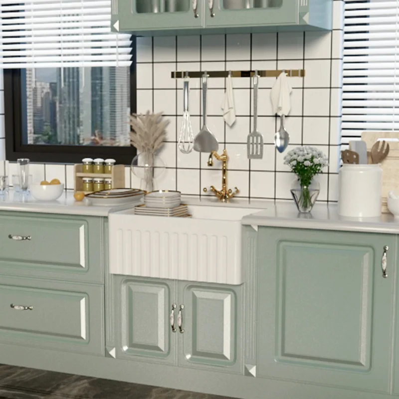Modern White Sink Single Bowl Double Bowl Ceramic Apron Front Farmhouse Kitchen Sink For Home ...