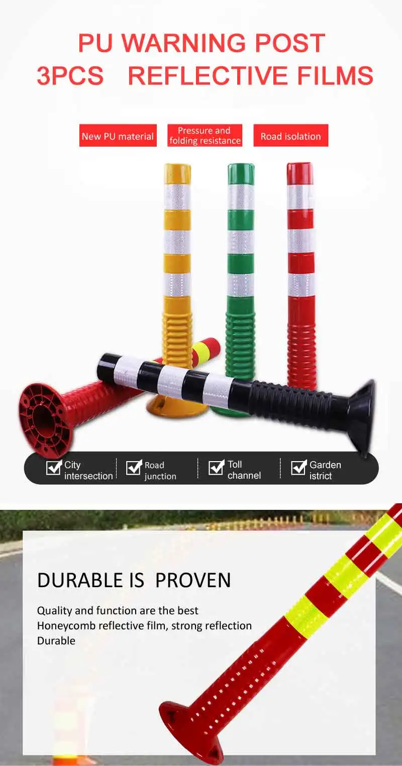 Security Post Barrier Plastic Posts for Driveways Removable Reflective ...