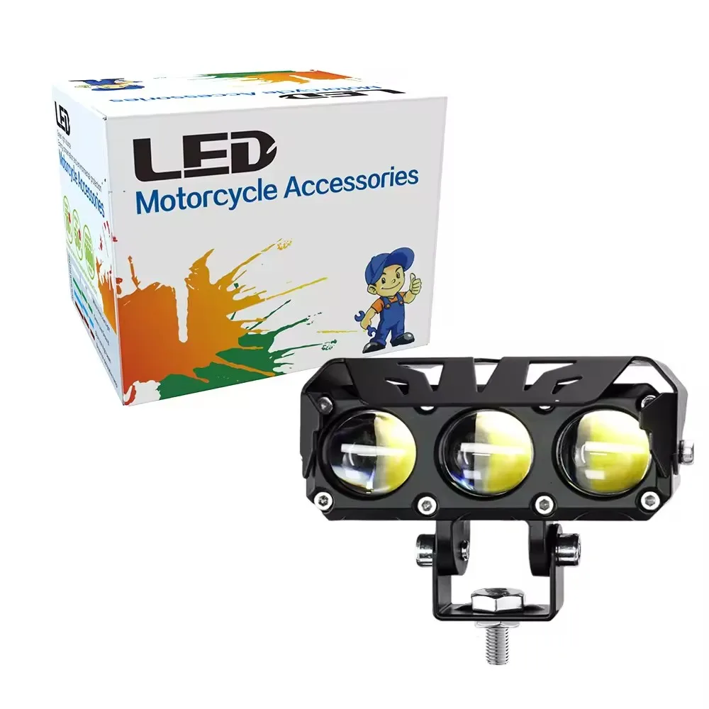 MOTOLED Exploradoras Para Moto Mini Spot Light Led Triple Lente ...