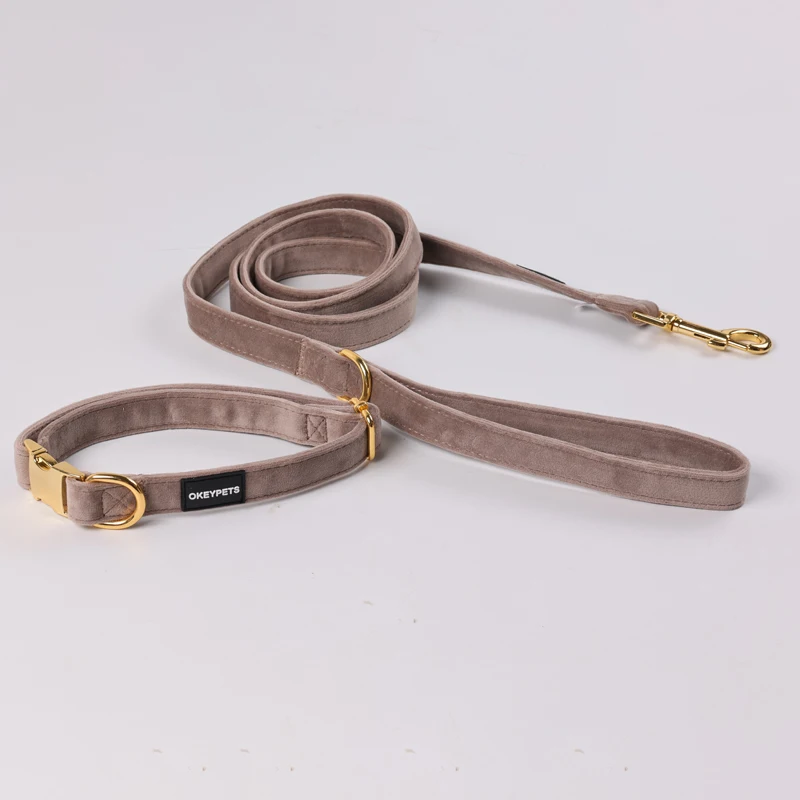 Luxury Adjustable Custom Velvet Plain Solid Color Dog Harness Leash ...
