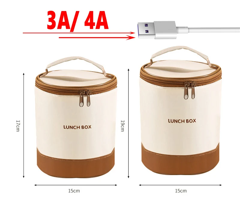 Usb Electric Lunch Box Portable School Student Car Food Heating Warmer ...